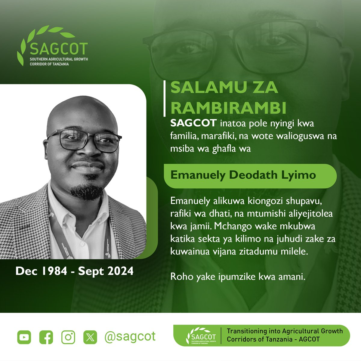 Remembering Emanuely Deodath Lyimo: SAGCOT Celebrates the Legacy of a ...